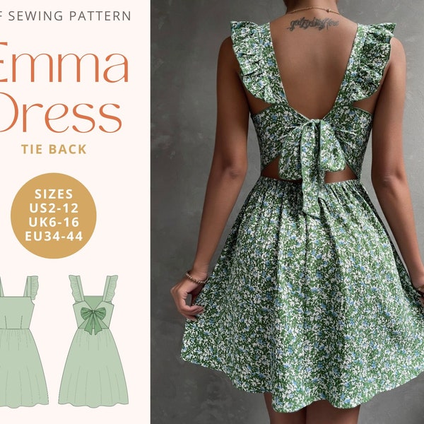 Tie Back Dress Sewing Pattern - Etsy