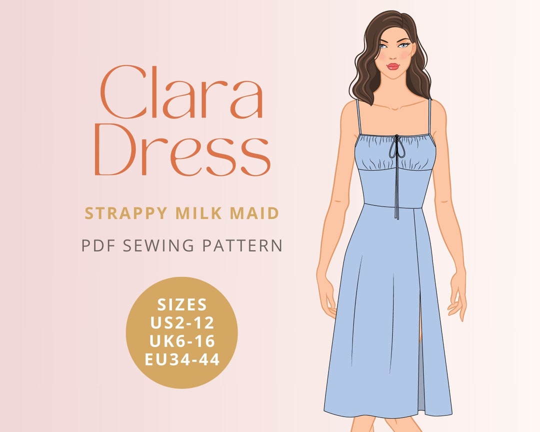 Clara Strappy Milk Maid Dress PDF Digital Sewing Pattern - Etsy