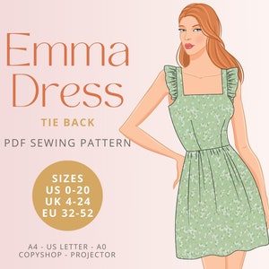 Emma Tie Back Dress. PDF Digital Sewing Pattern - Etsy