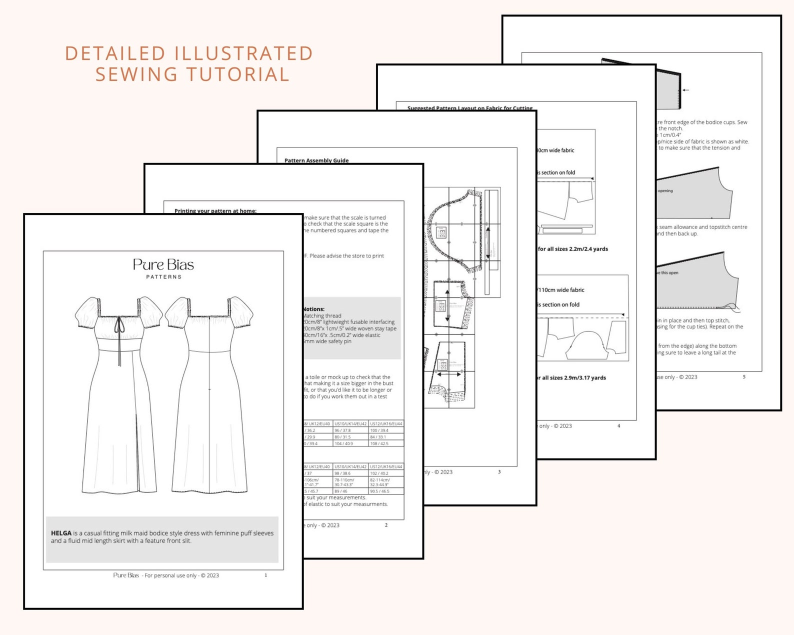 Helga Puff Sleeve Milk Maid Dress PDF Digital Sewing Pattern - Etsy