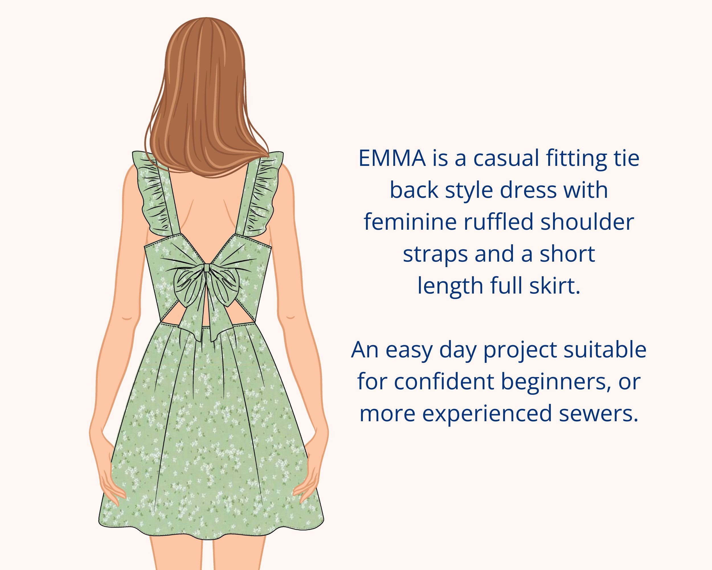 Emma Tie Back Dress. PDF Digital Sewing Pattern - Etsy