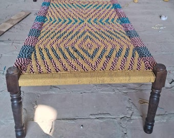 Indian Art Handmade Wooden Carved Decorative Furniture Charpai Woven ...