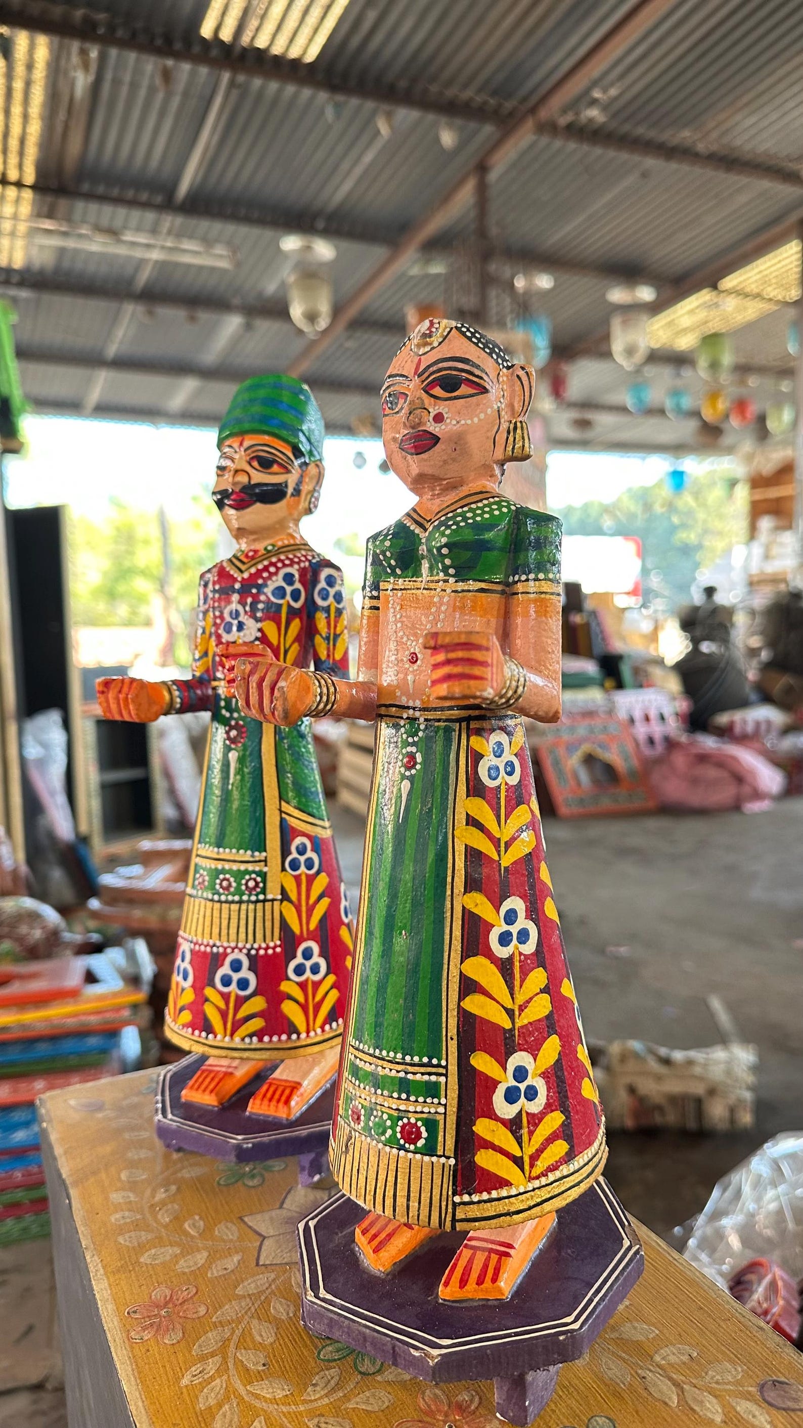 Decorative Raja Rani Ganaur Set Wooden King Queen Rajasthani Men Women ...