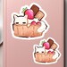 Strawberry Cat Tart Sticker Kawaii Cute Chibis Kiss Cut Stickers Chibi ...