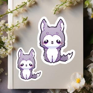 Chibi Wolf Sticker | Kawaii Chibi Animal Stickers | Cute Chibi | Kiss ...