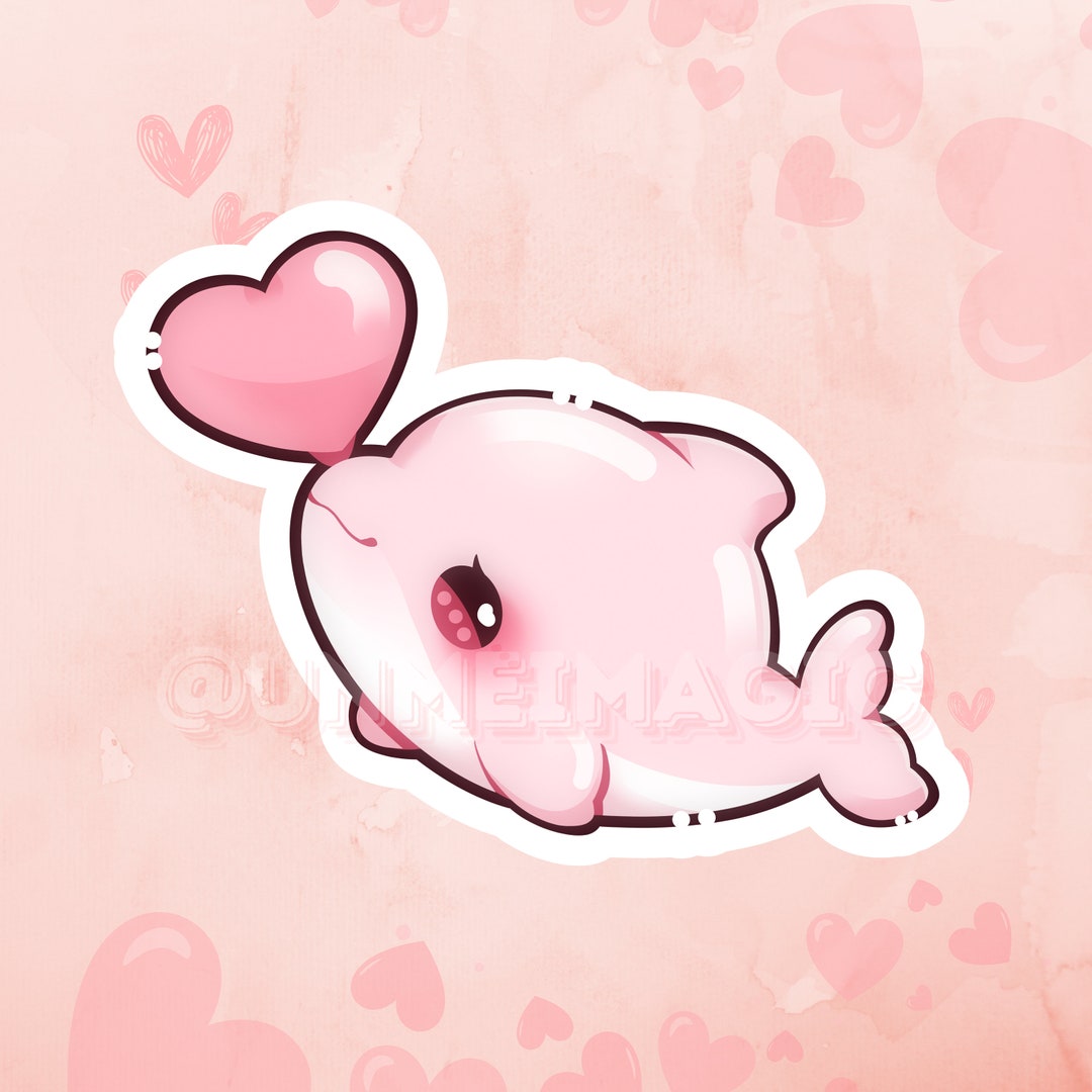Chibi Pink Heart Dolphin Sticker | Cute Stickers | Adorable Stickers ...