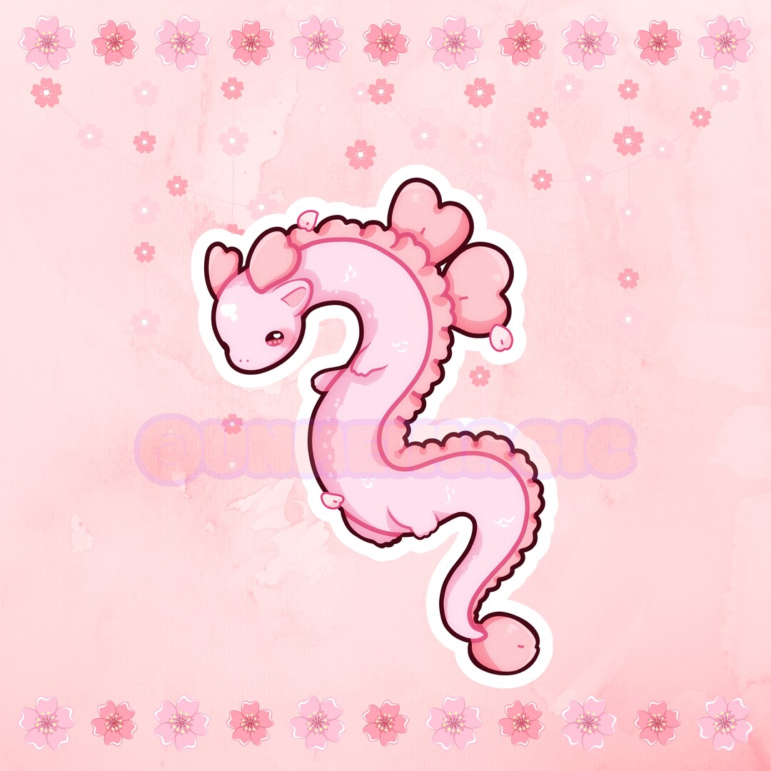 Chibi Pink Sakura Dragon Sticker | Dragon Stickers | Adorable Stickers ...