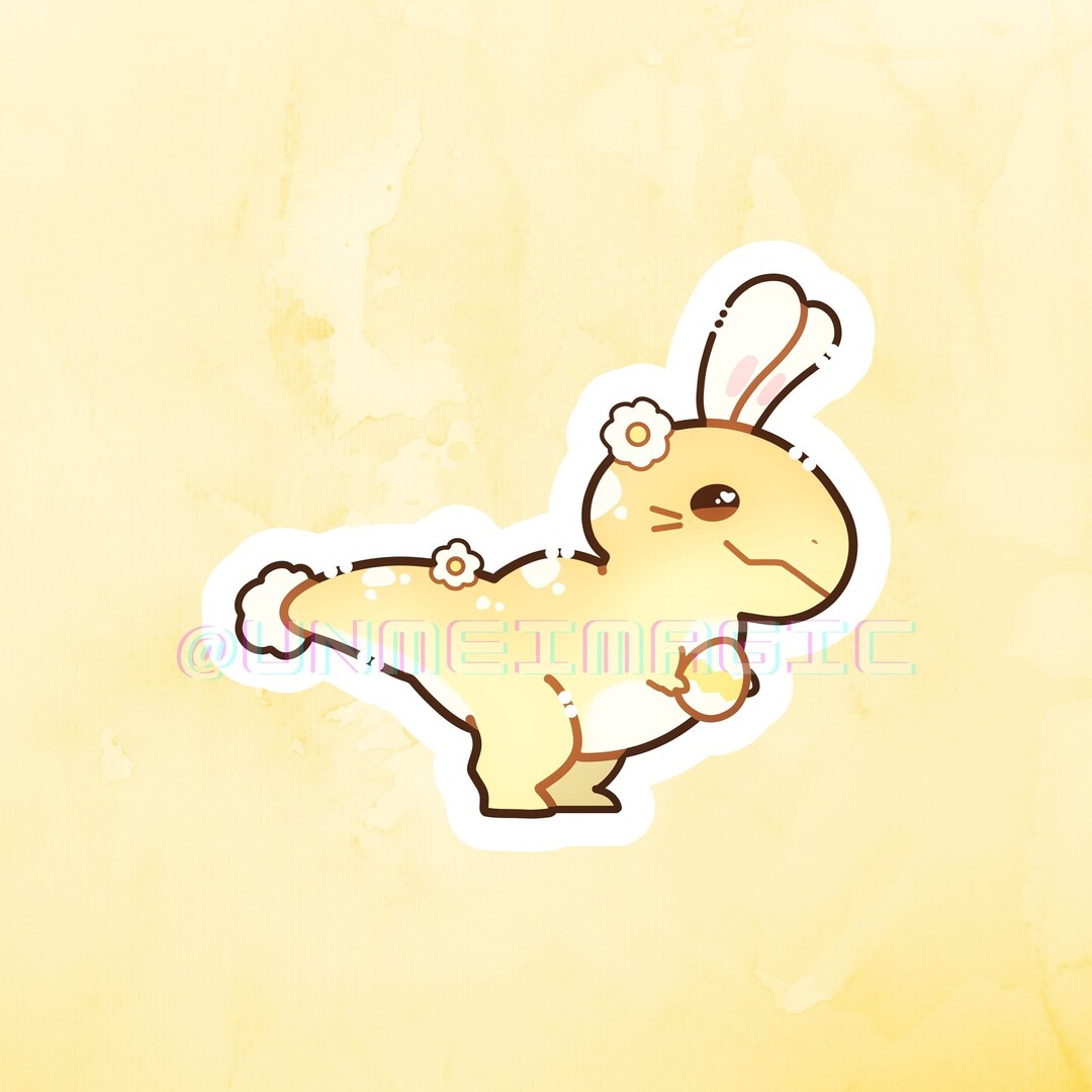 Chibi T-rex Easter Bunny Sticker | Kawaii Cute Animals | Dino Stickers ...