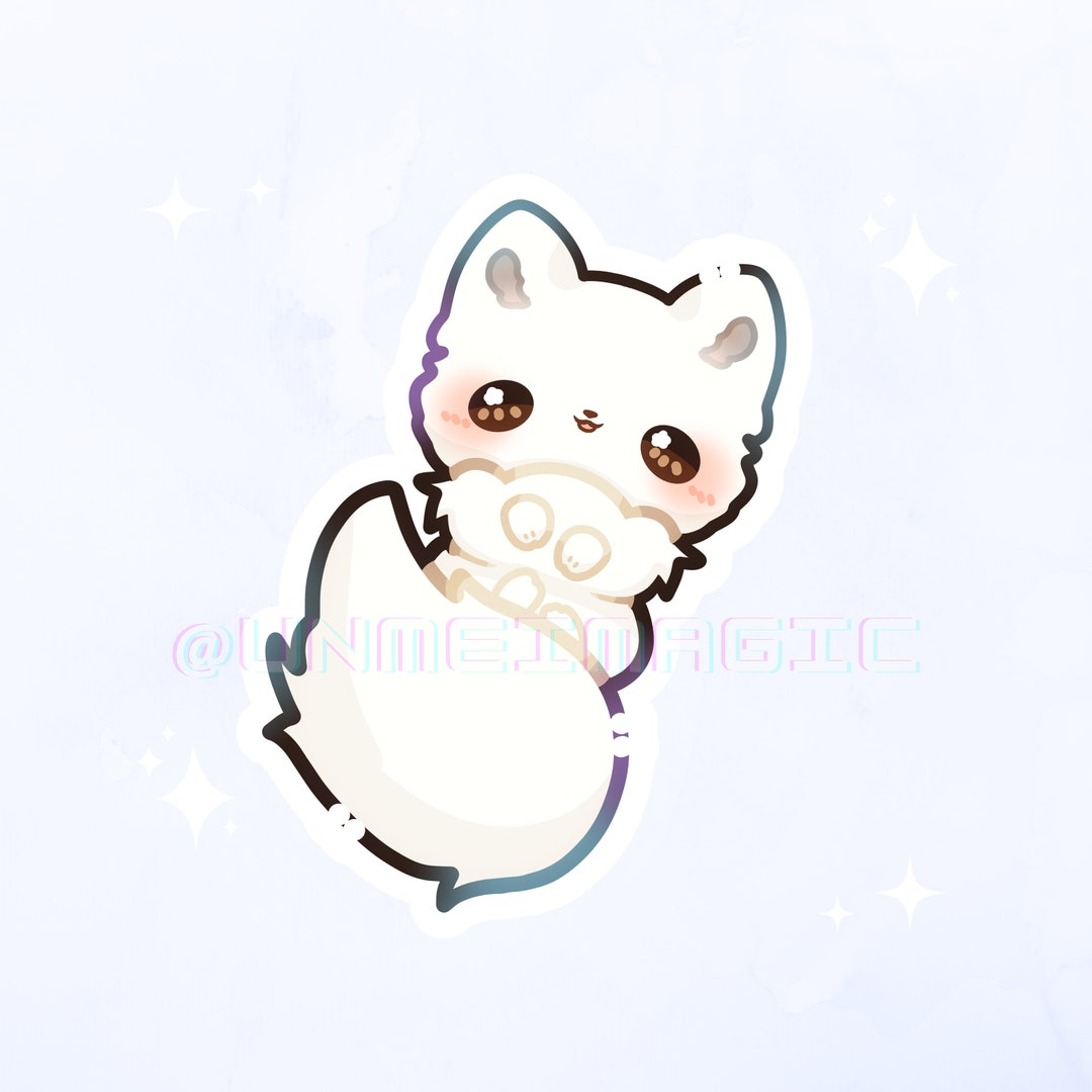 Chibi Arctic Fox Sticker | Kawaii Kiss-cut Vinyl Decal - Etsy