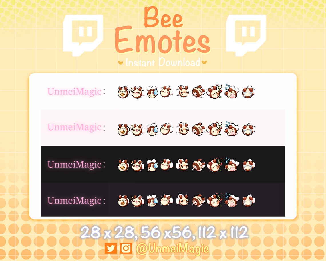 Chibi Kawaii Bee Emotes for Twitch Emote Bundle Discord & Twitch Emotes ...