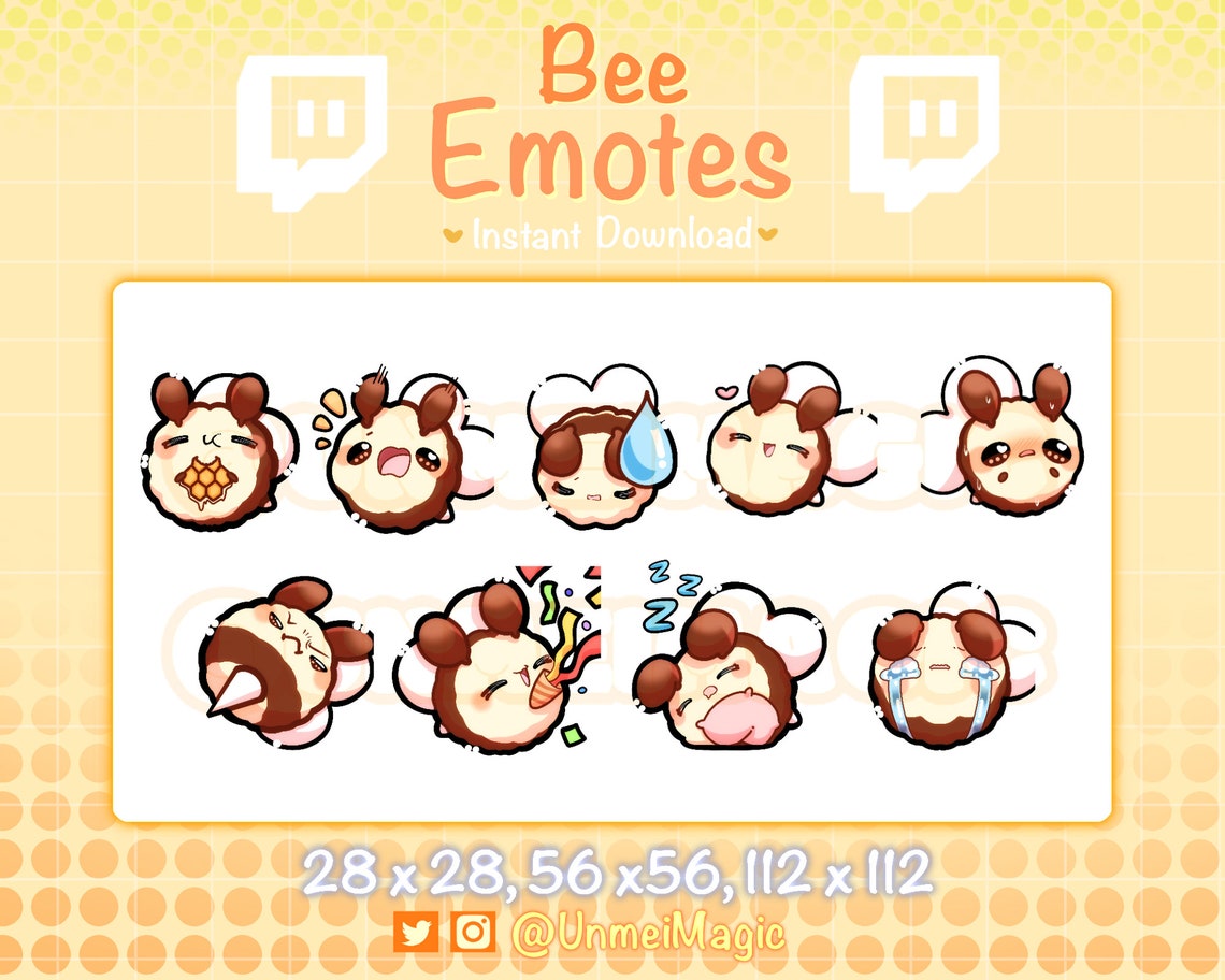 Chibi Kawaii Bee Emotes: Twitch/discord Streamer Bundle (digital ...