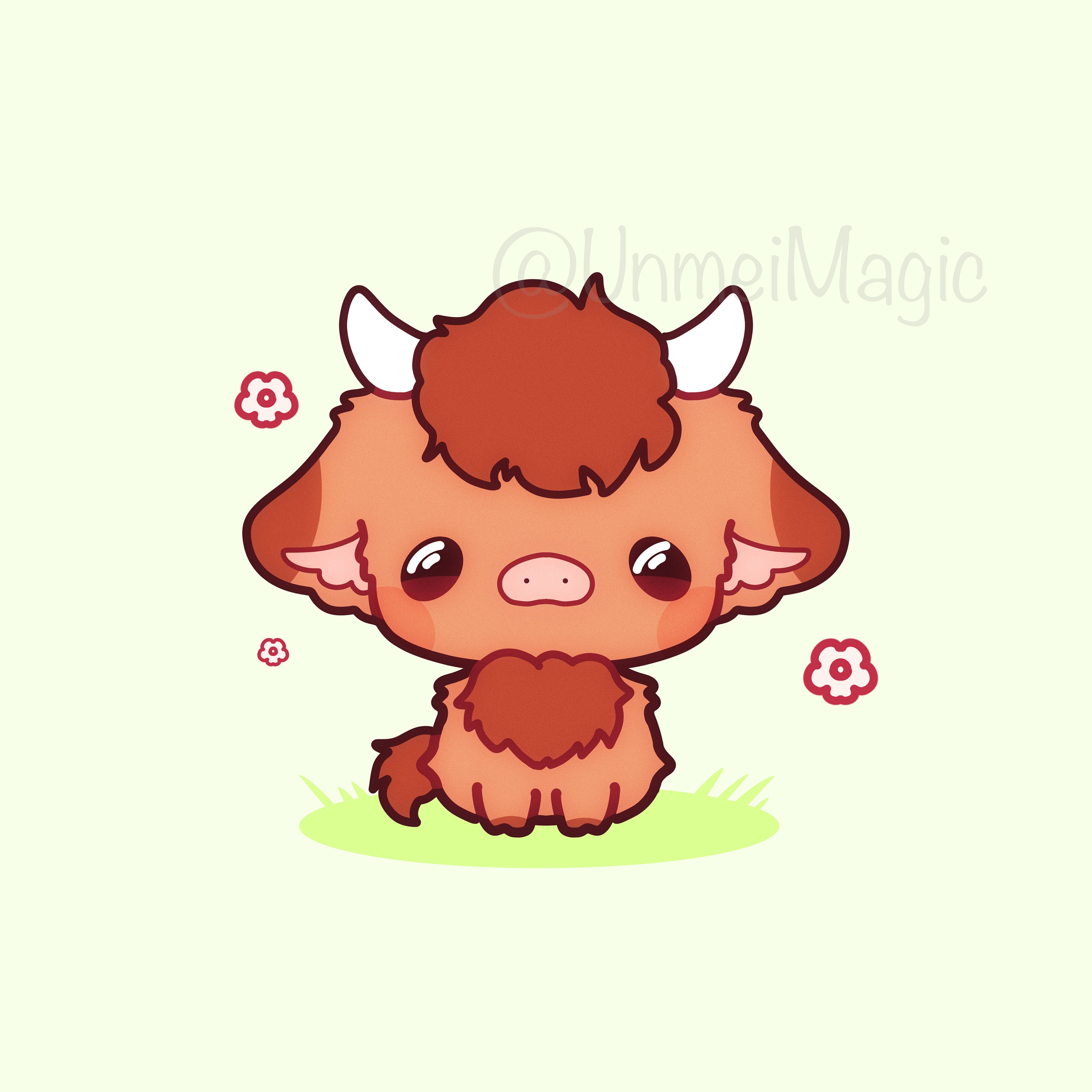 Chibi Highland Cow Art Print Digital File Download Kawaii Animal Art ...