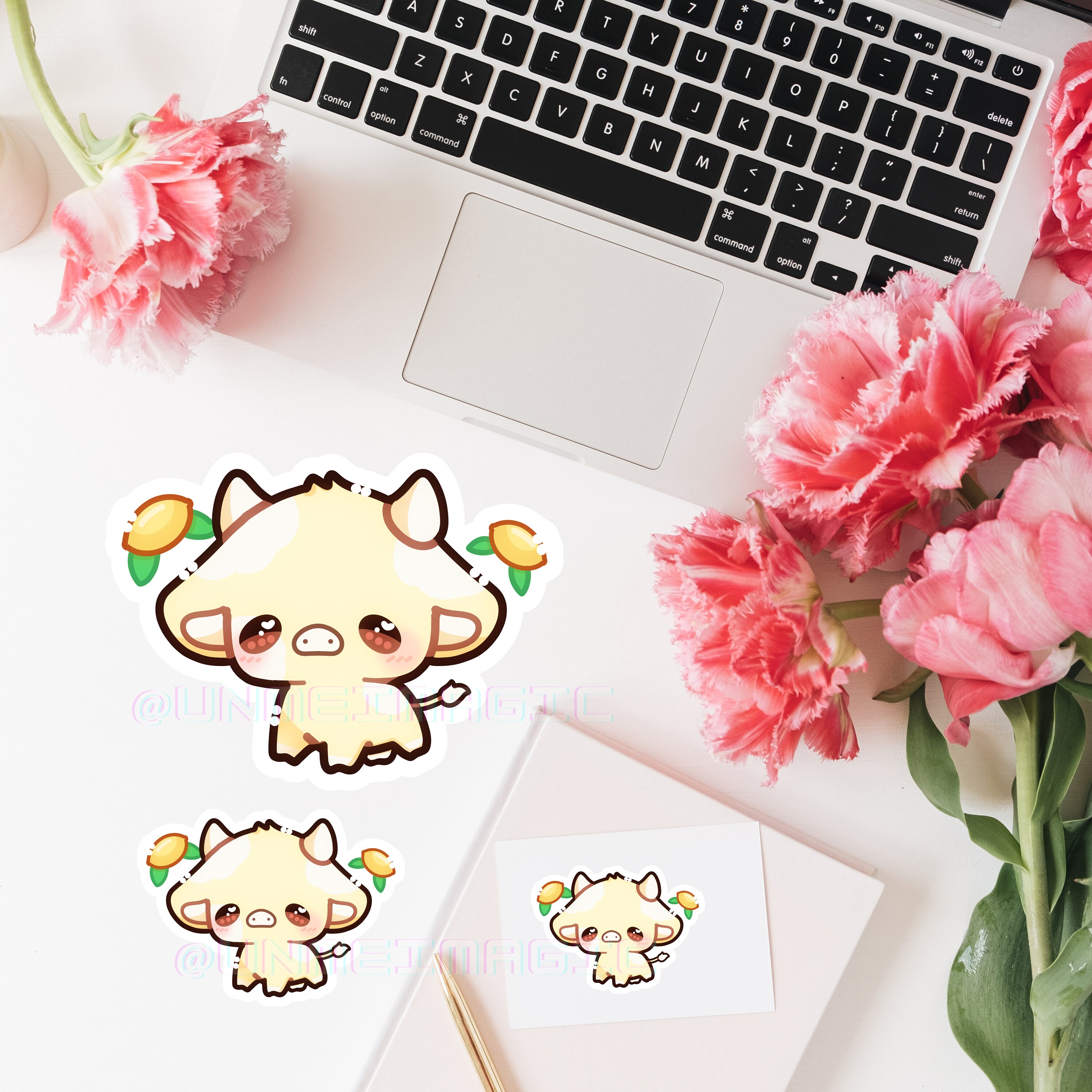Kawaii Lemon Cow Vinyl Sticker | Chibi Moo Moo - Etsy