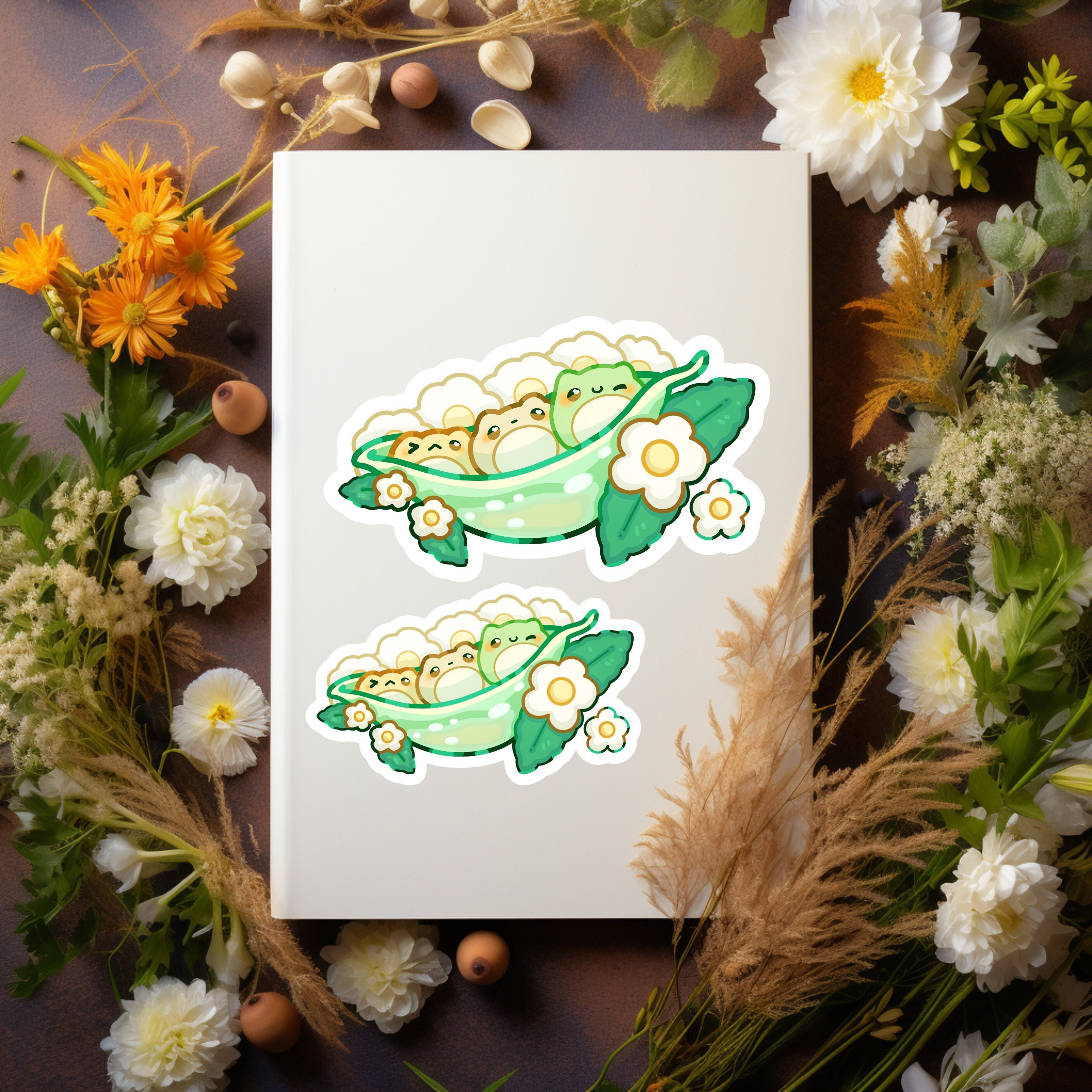 Chibi Frogs on Leaf Sticker | Kawaii Cute Animals | Frog Stickers ...