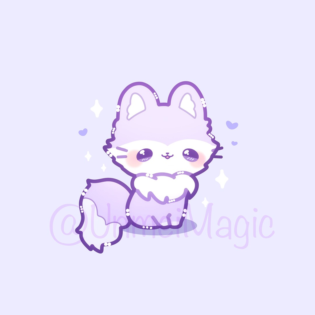 Cute Chibi Fox Kitty Art Print Digital Art Printable Kawaii Procreate ...