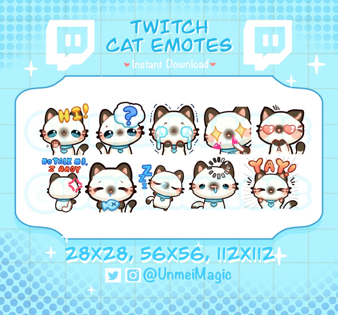 10 Cute Chibi Siamese / Ragdoll Cat Emotes for Twitch | Discord ...
