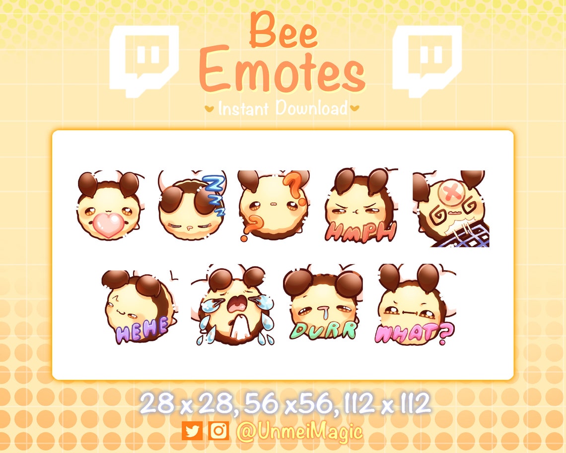 Cute Fluffy Bee Emotes Twitch & Discord Twitch Emotes Vtuber Assets ...