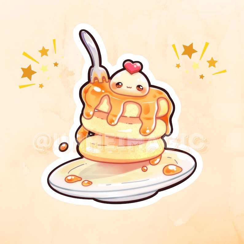 Kawaii Chibi Pancakes Sticker | Cute Chibi Stickers | Cute Art | Kiss ...
