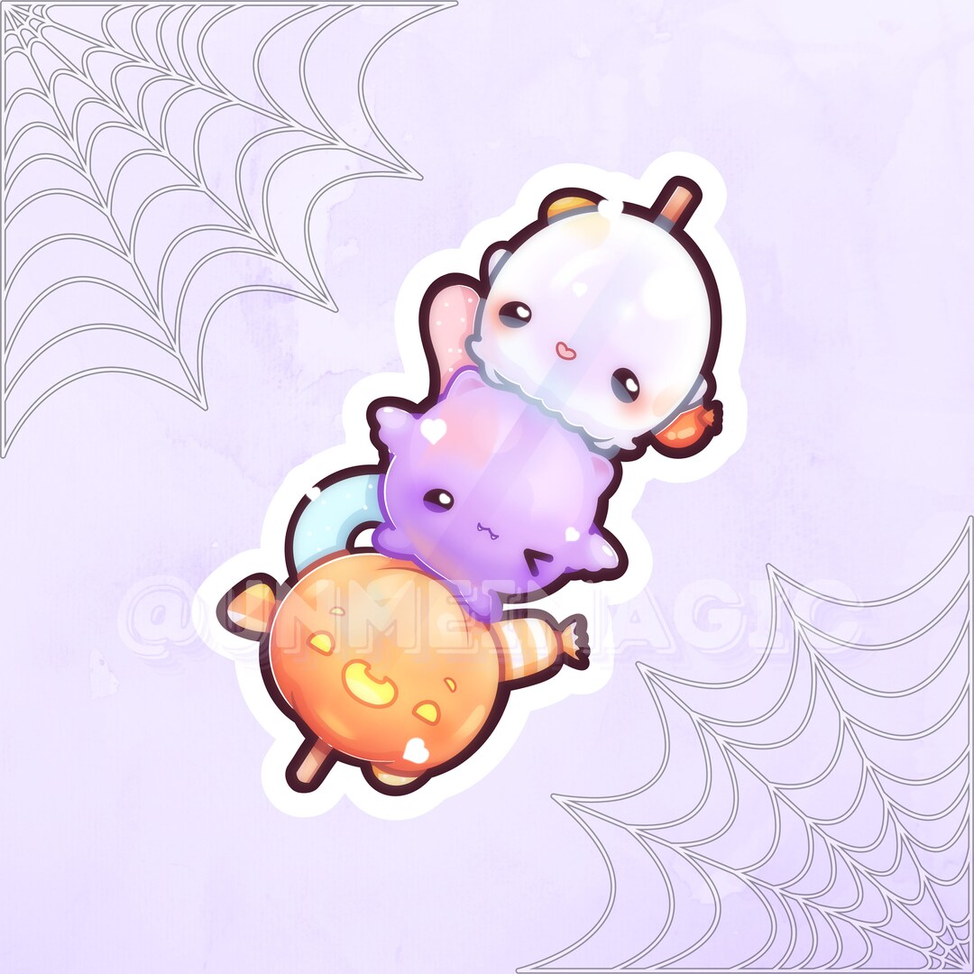 Chibi Cute Halloween Dango Sticker | Kawaii Holiday Stickers | Cute ...
