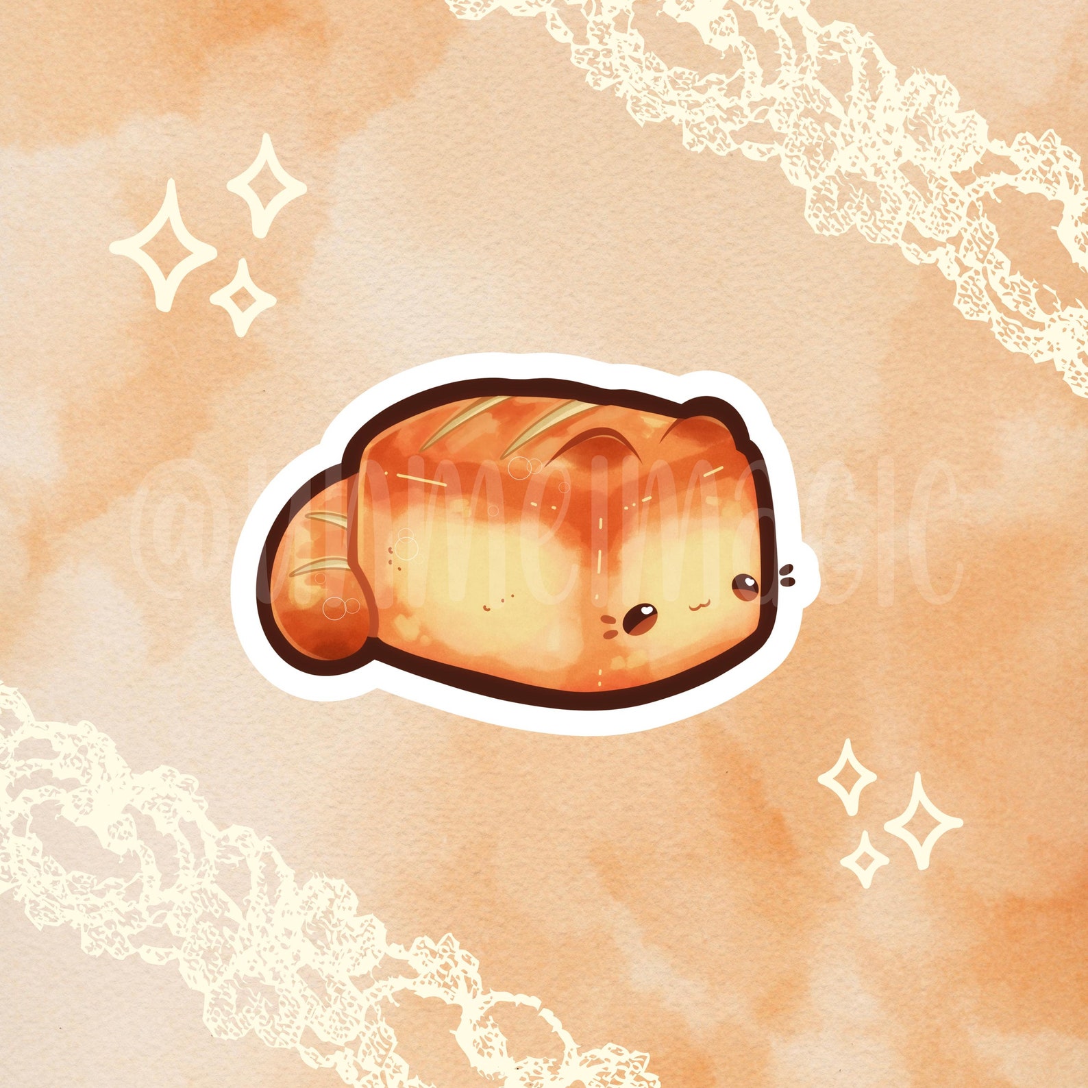 Cute Kitty Bread Baked Good Sticker | Kawaii Chibi Stickers | Chibi ...
