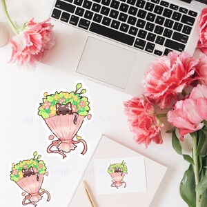 Chibi Kitty Bouquet Sticker | Cute Chibi Stickers | Kawaii | Kiss Cut ...