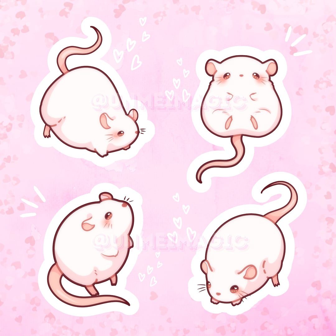Kawaii Mice Sticker SHEET | 4 Chibi Mouse Sticker Set | Chibi Kawaii ...
