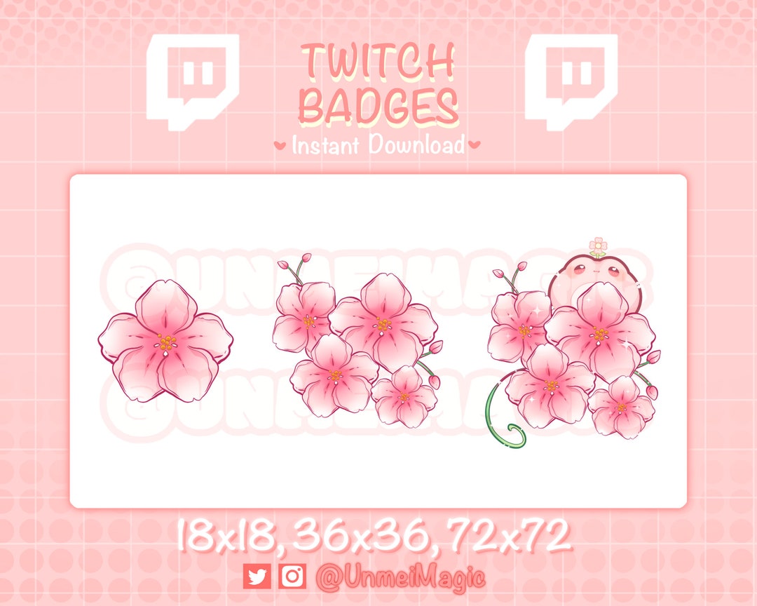 Sakura Twitch Sub Badges | Kawaii Streamer Elements | Streaming Emotes ...