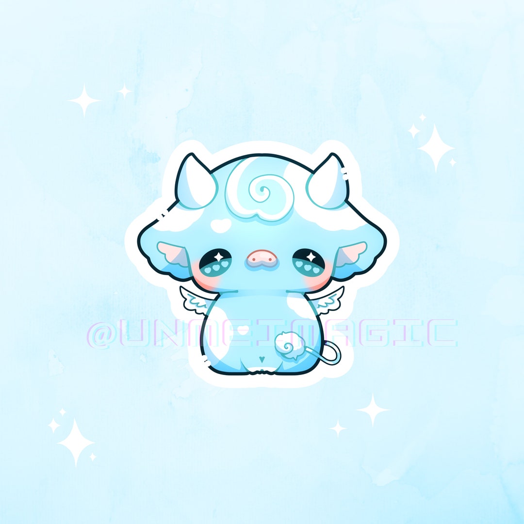 Cute Chibi Angel Cow Sticker | Cute Cow Stickers | Cute Stickers | Kiss ...