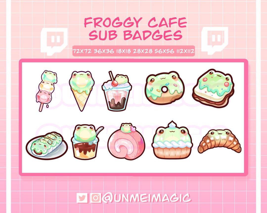 Kawaii Frog Cafe Sub Badges | Twitch, Youtube, Discord (ready to Use ...