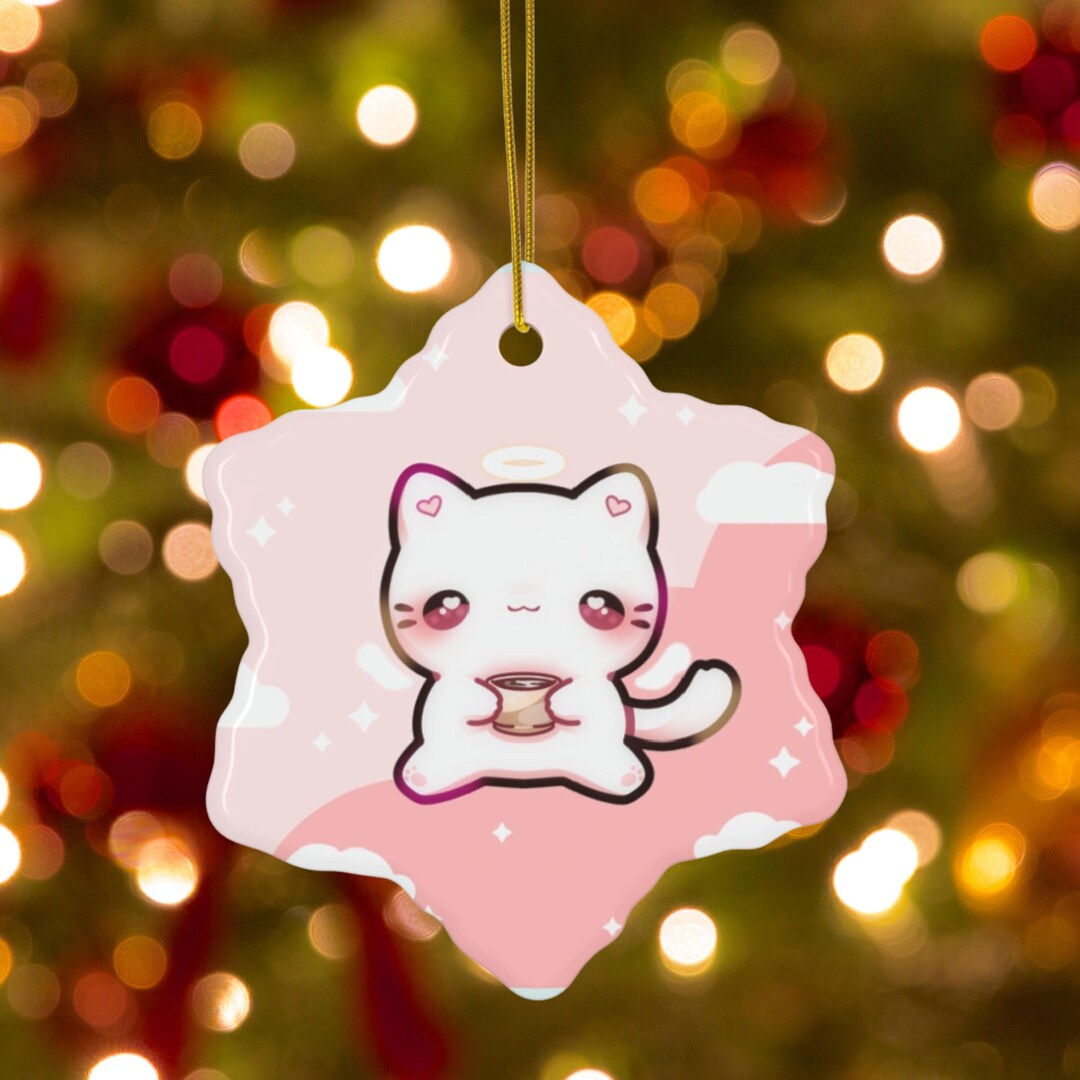 Coffee Cat Christmas Ornament | Cute Xmas Gifts | Tree Ornaments ...