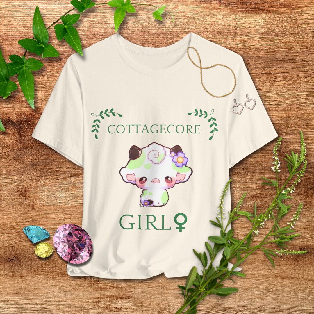 Chibi Cottagecore Cow T-shirt Jersey | Kawaii T Shirts | Bella Canvas ...