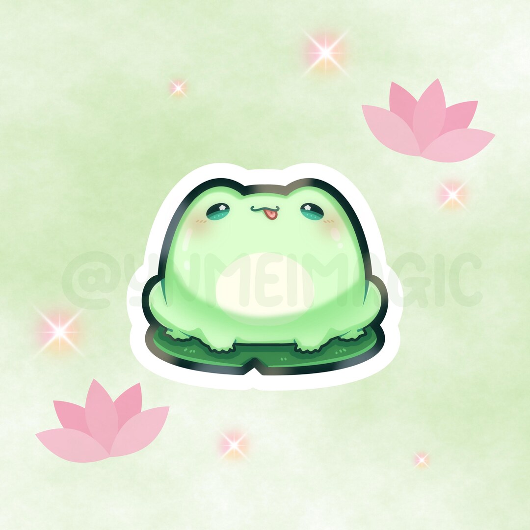Chibi Cute Green Froggy Sticker | Frogs Art | Kawaii Cottagecore Chibi ...