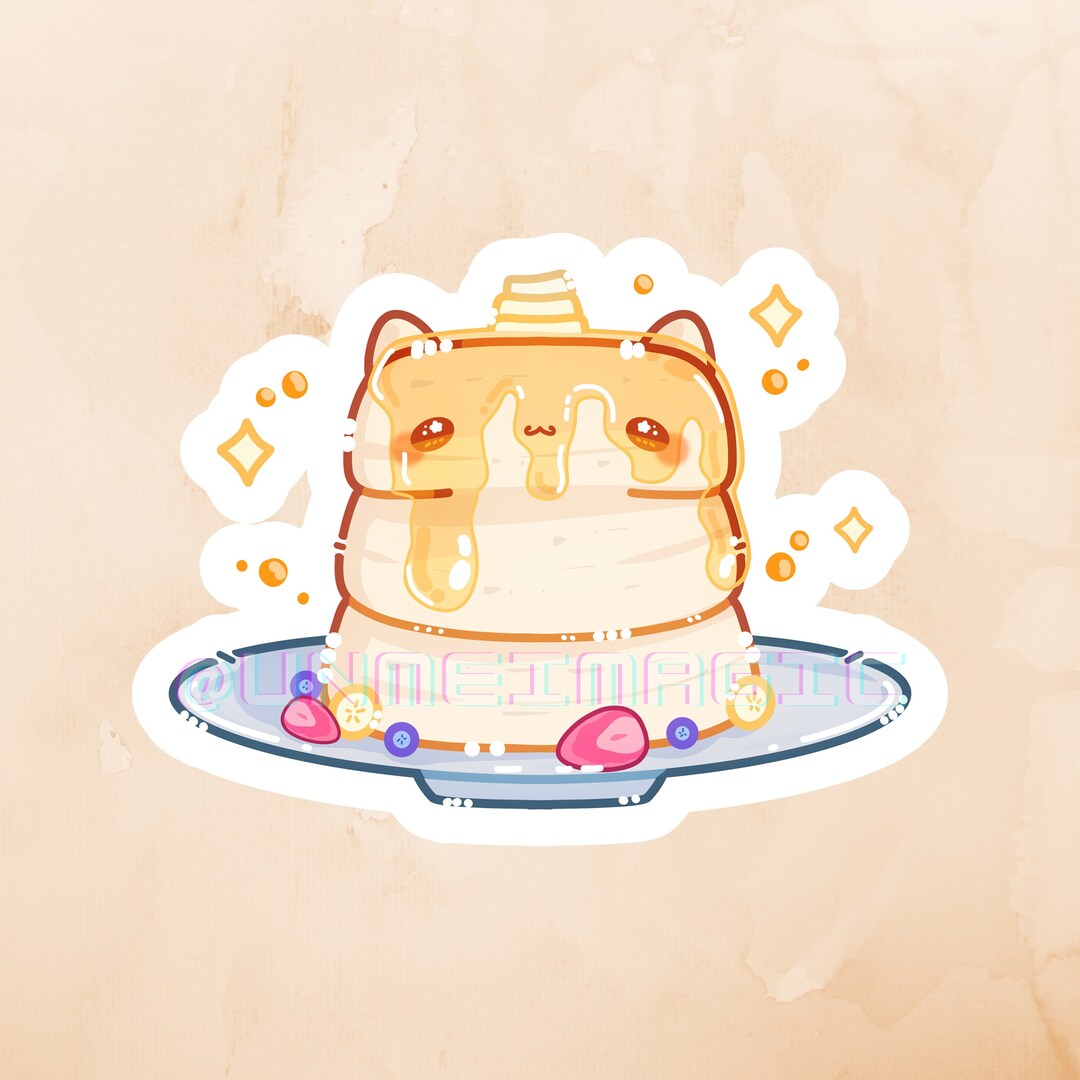 Cute Chibi Kitty Pancake Sticker | Kawaii Vinyl Decal - Etsy