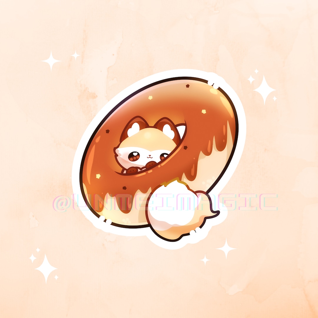Chibi Donut Fox Sticker | Kawaii Glossy Vinyl Sticker - Etsy