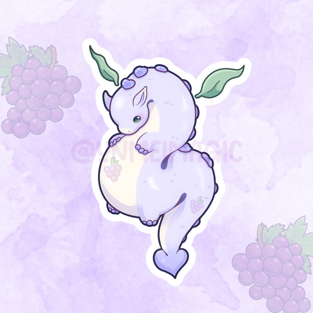 Cute Chibi Purple Grape Dragon Sticker | Kawaii Chibi Stickers | Kiss ...