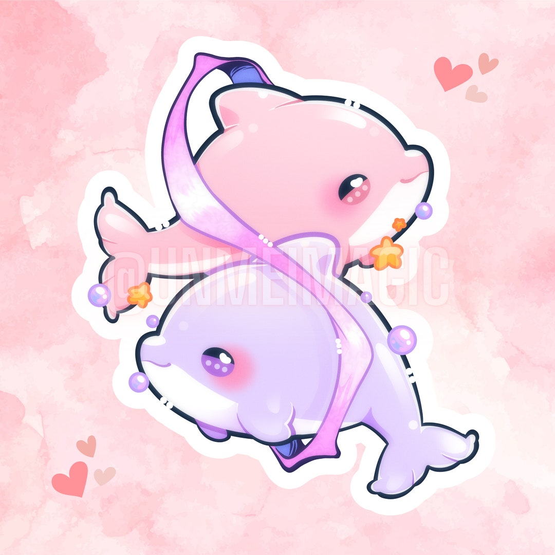 Cute Best Friend Dolphins Sticker | Animal Stickers | Kawaii Chibis ...