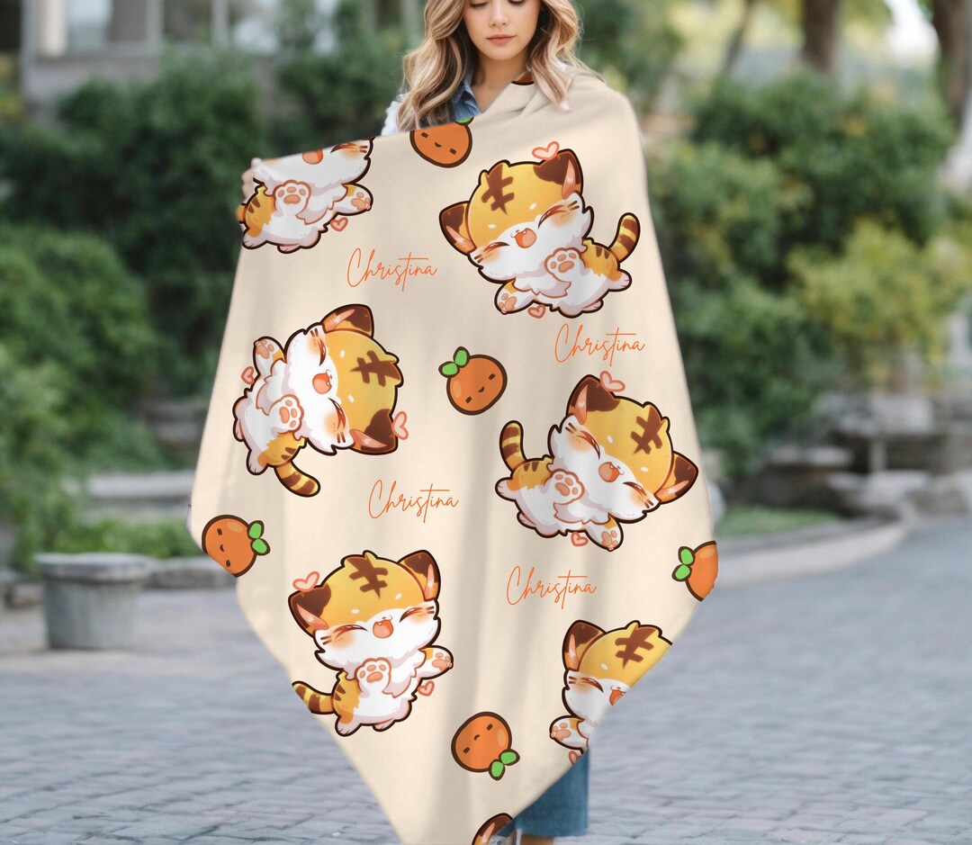Chibi Orange Personalized Tiger Blanket | Cute Lightweight Microfiber ...