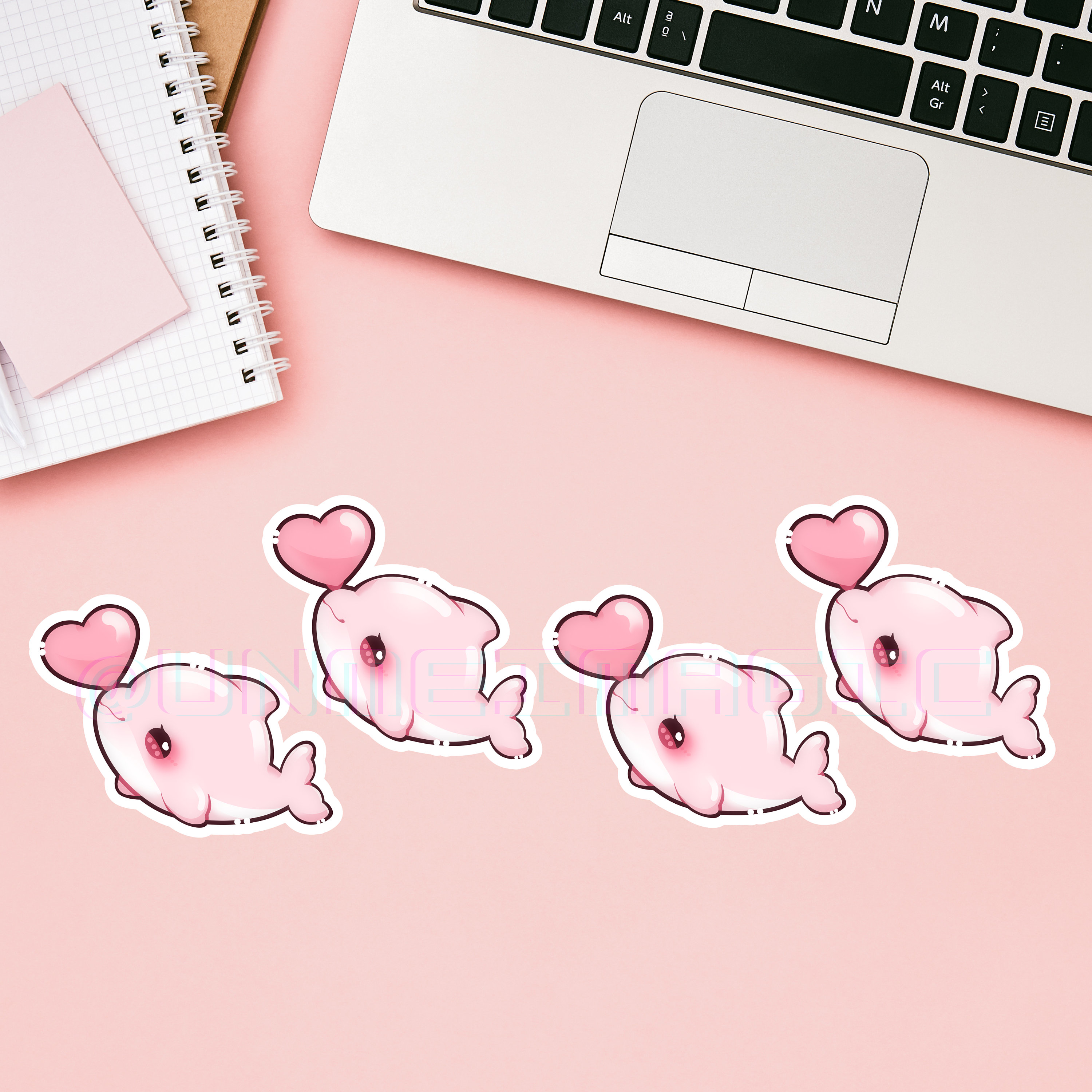 Chibi Pink Heart Dolphin Sticker | Cute Stickers | Adorable Stickers ...