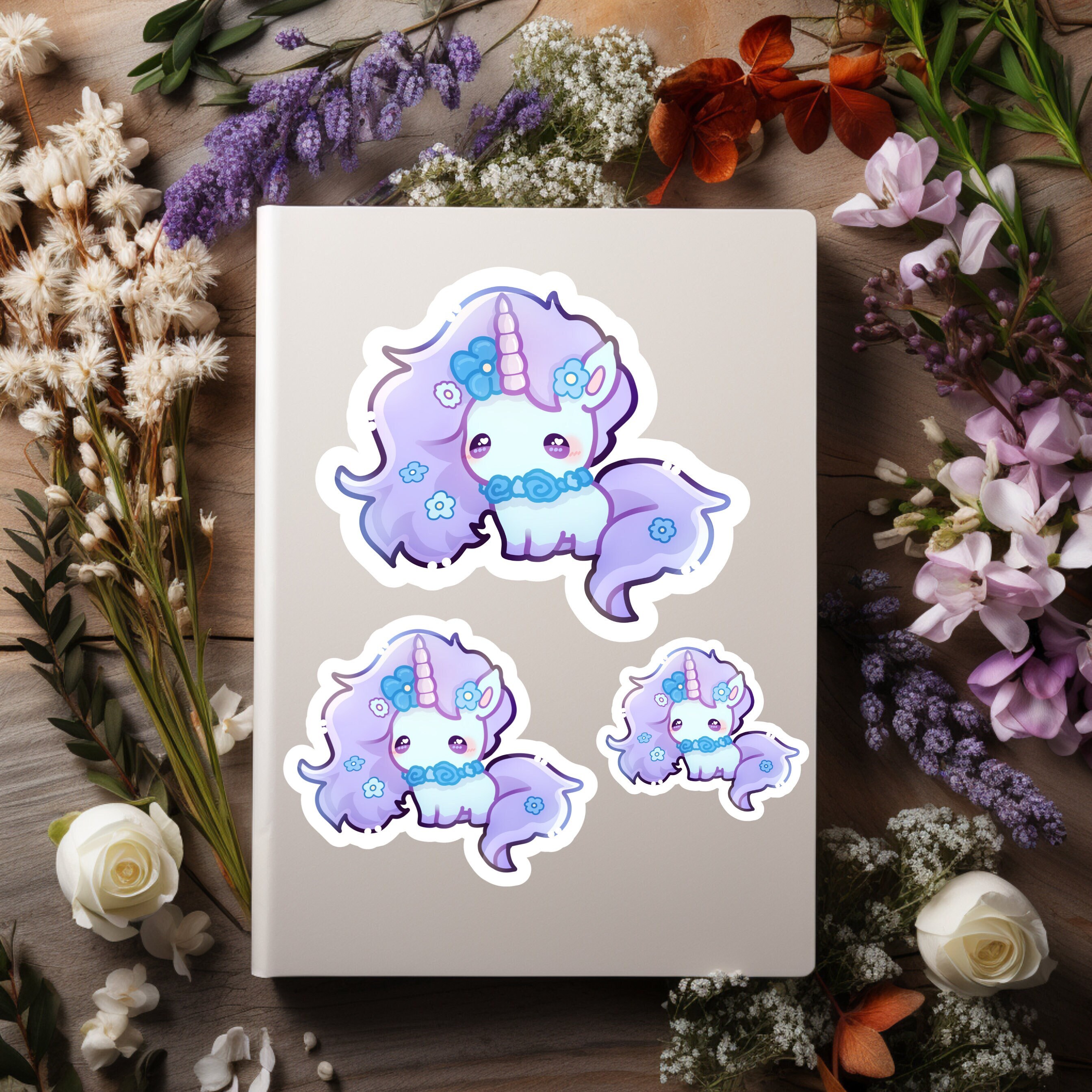 Chibi Unicorn Sticker Kawaii Cute Animals Kiss Cut Stickers Chibi ...