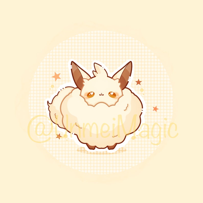 Chibi Cream Puff Fox Art Digital Printable Artwork Kawaii Pink Stickers ...