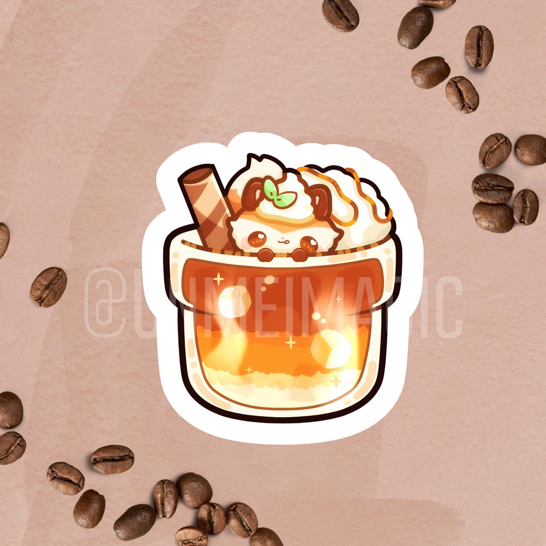 Cute Chibi Fox Coffee Latte Sticker | Kawaii Chibi Stickers | Kiss Cut ...