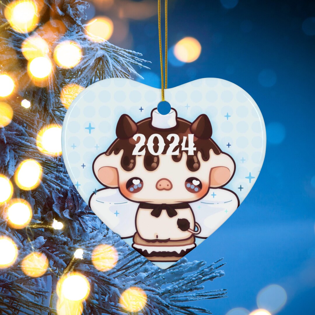 Chibi Smores Moo Xmas Ornament Chibi Cow Christmas Art Tree Ornaments ...