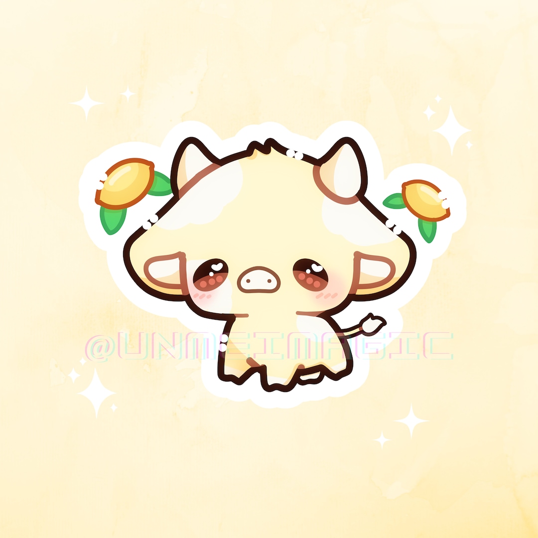 Kawaii Chibi Lemon Cow Sticker | Cute Chibi Stickers | Kawaii | Kiss ...