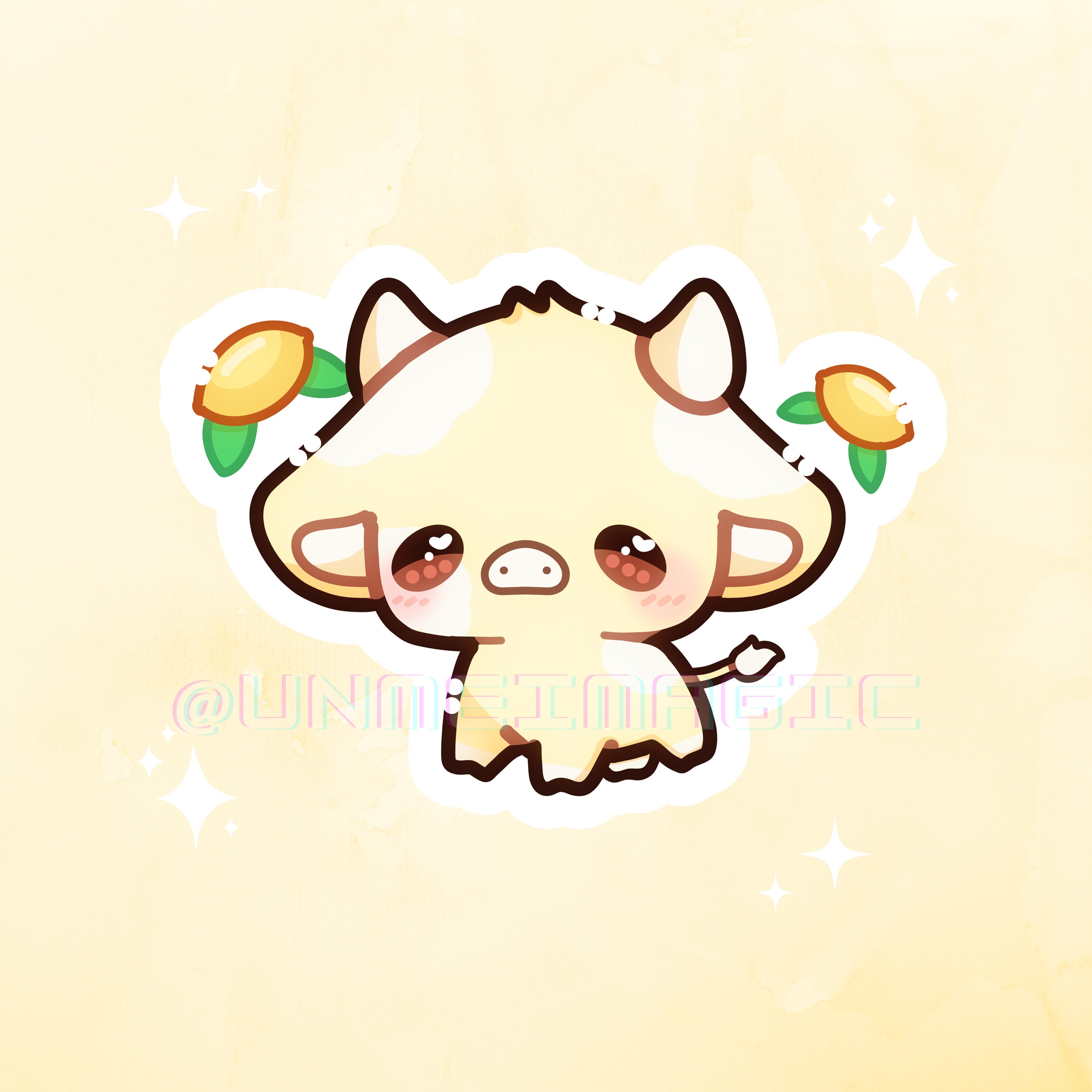 Kawaii Chibi Lemon Cow Sticker Cute Chibi Stickers Kawaii Kiss Cut ...