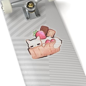 Strawberry Cat Tart Sticker | Kawaii Cute Chibis | Kiss Cut Stickers ...