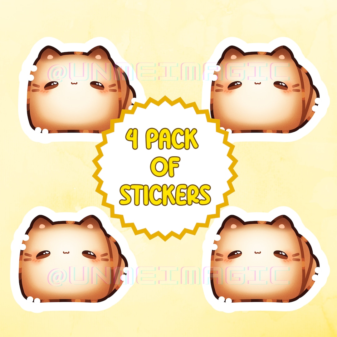Chibi Kitty Toast Sticker Sheet 4 Pack Chibi Kawaii Animals Cute Chibi ...