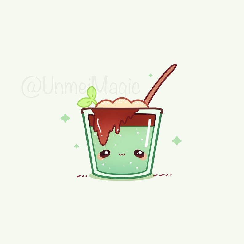 Dango Matcha Pudding Art Cute Chibi Drawing Wall Art Digital File ...