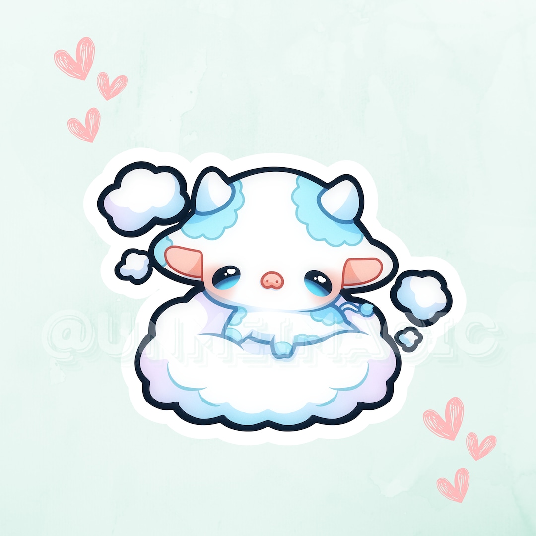Chibi Cute Cloud Cow Sticker | Cute Anime Art Stickers | Cozy Cute ...