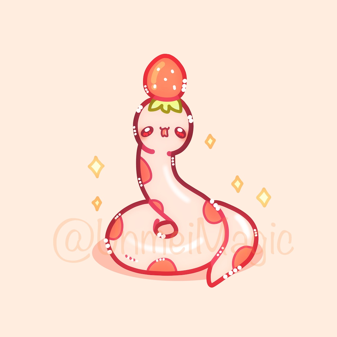 Chibi Strawberry Snake Chibi Art Digital Art Printable Drawing Stickers ...