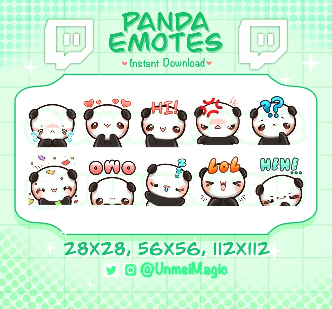 Chibi Cute Panda Emotes for Twitch Youtube & Discord | Streaming Chat ...